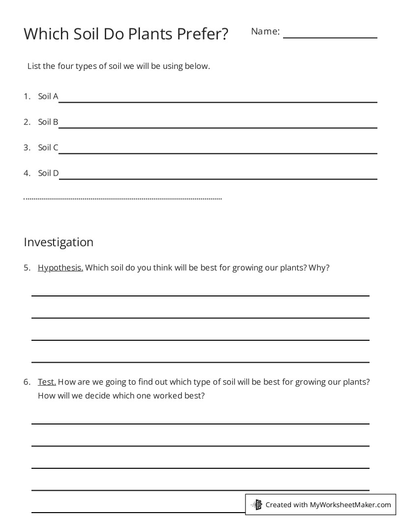 Which Soil Do Plants Prefer? - My Worksheet Maker: Create Your Own ...