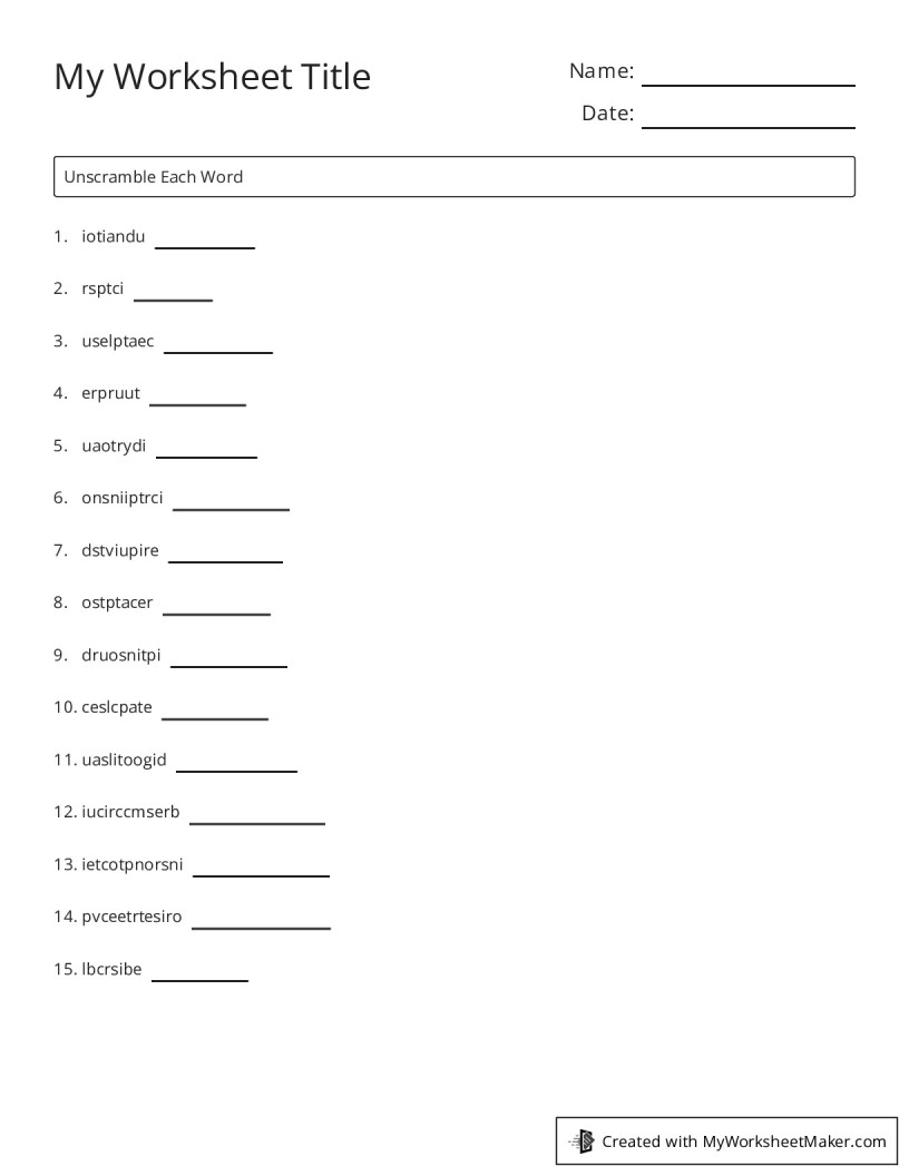 My Worksheet Title - My Worksheet Maker: Create Your Own Worksheets
