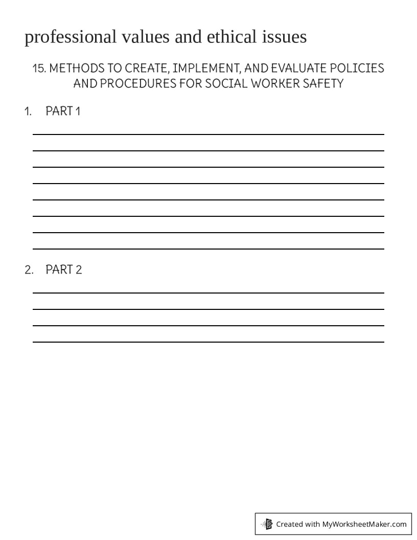 professional values and ethical issues - My Worksheet Maker: Create ...