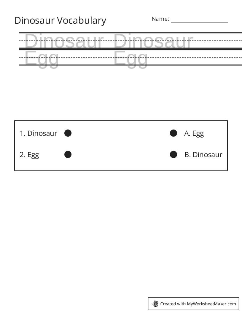Dinosaur Vocabulary - My Worksheet Maker: Create Your Own Worksheets