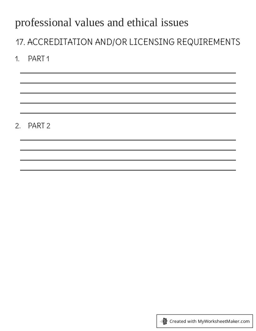 professional values and ethical issues - My Worksheet Maker: Create ...