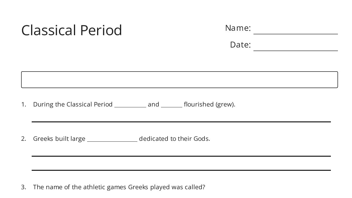 Classical Period - My Worksheet Maker: Create Your Own Worksheets