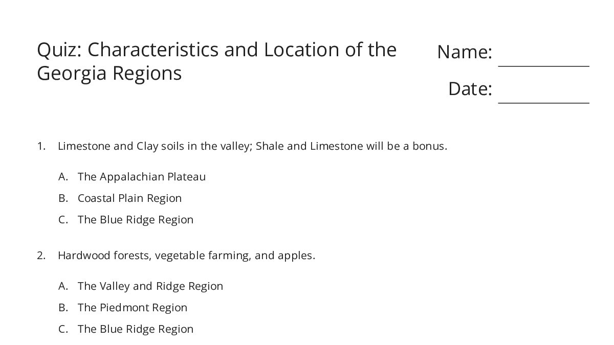 Quiz: Characteristics and Location of the Georgia Regions - My ...