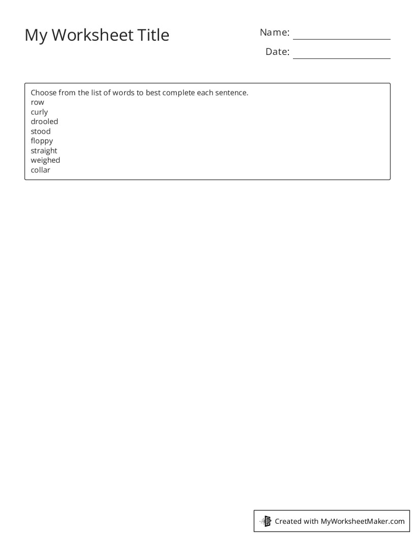 My Worksheet Title - My Worksheet Maker: Create Your Own Worksheets