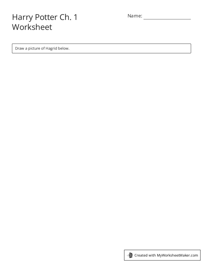 Harry Potter Ch. 1 Worksheet - My Worksheet Maker: Create Your Own ...