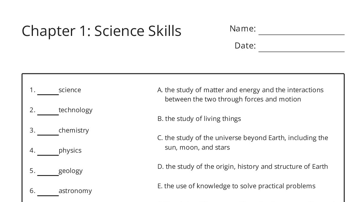 Chapter 1: Science Skills - My Worksheet Maker: Create Your Own Worksheets