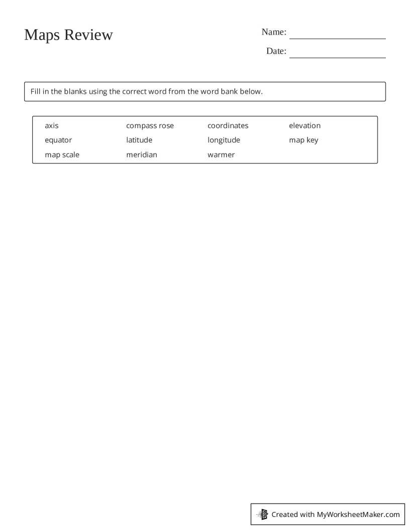 Maps Review - My Worksheet Maker: Create Your Own Worksheets