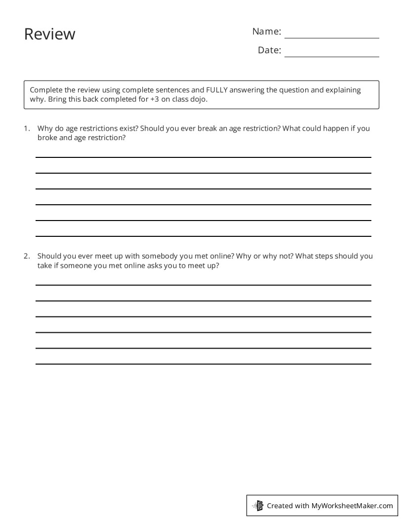 Review - My Worksheet Maker: Create Your Own Worksheets