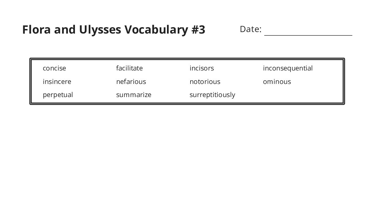 Flora and Ulysses Vocabulary #3 - My Worksheet Maker: Create Your Own ...