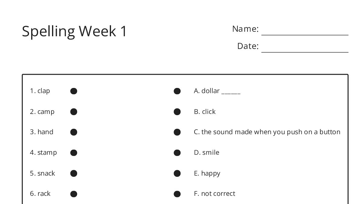 Spelling Week 1 - My Worksheet Maker: Create Your Own Worksheets