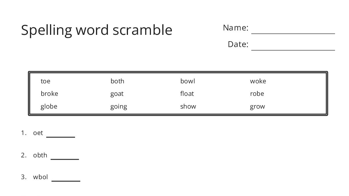 Spelling word scramble - My Worksheet Maker: Create Your Own Worksheets
