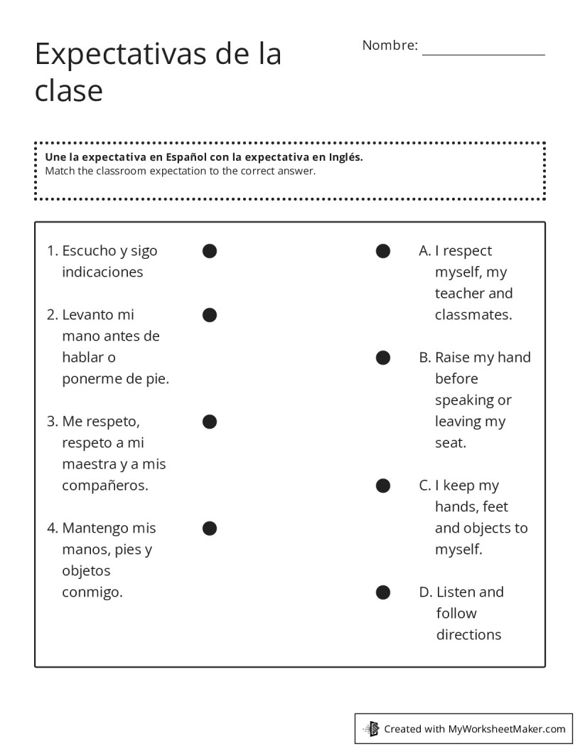 Expectativas de la clase - My Worksheet Maker: Create Your Own Worksheets