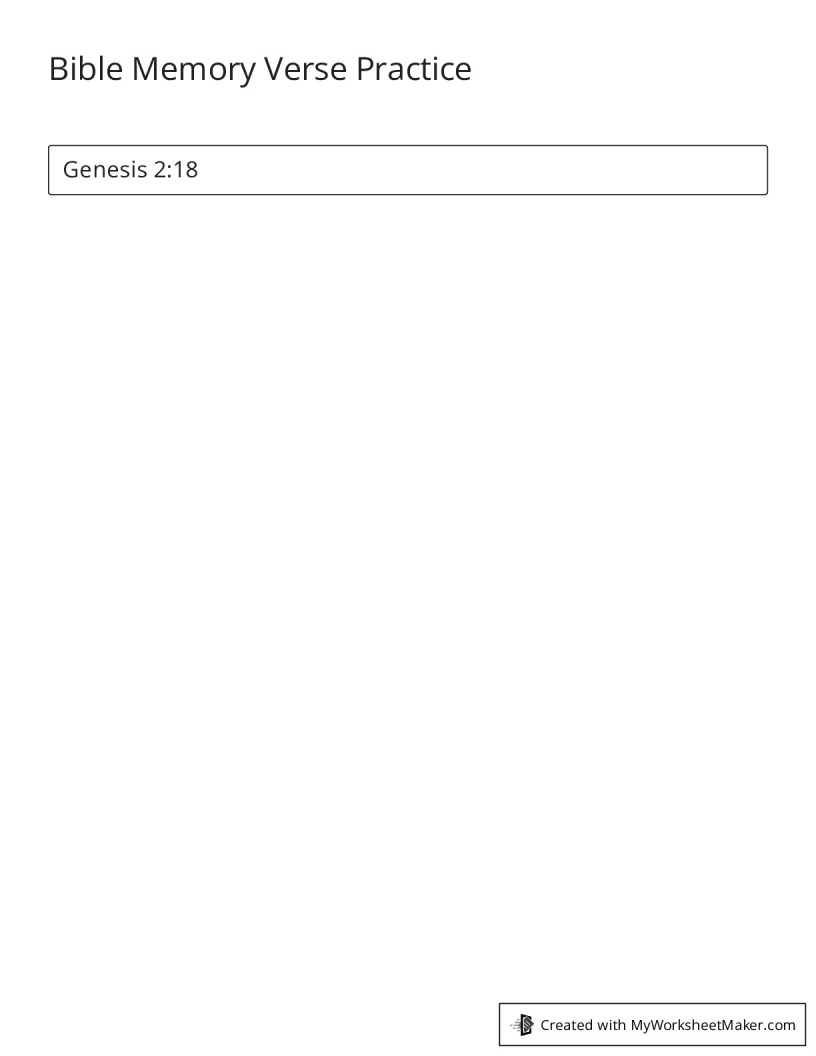 Bible Memory Verse Practice - My Worksheet Maker: Create Your Own ...