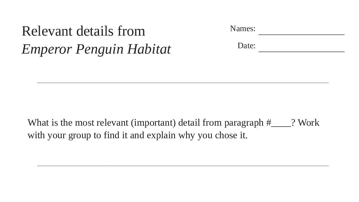 Relevant details from Emperor Penguin Habitat - My Worksheet Maker ...