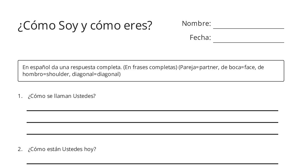 ¿Cómo Soy y cómo eres? - My Worksheet Maker: Create Your Own Worksheets