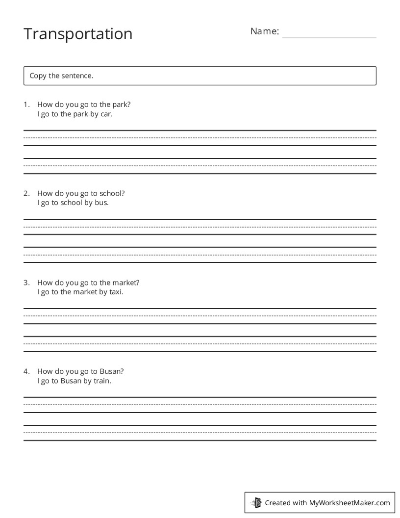 Transportation - My Worksheet Maker: Create Your Own Worksheets