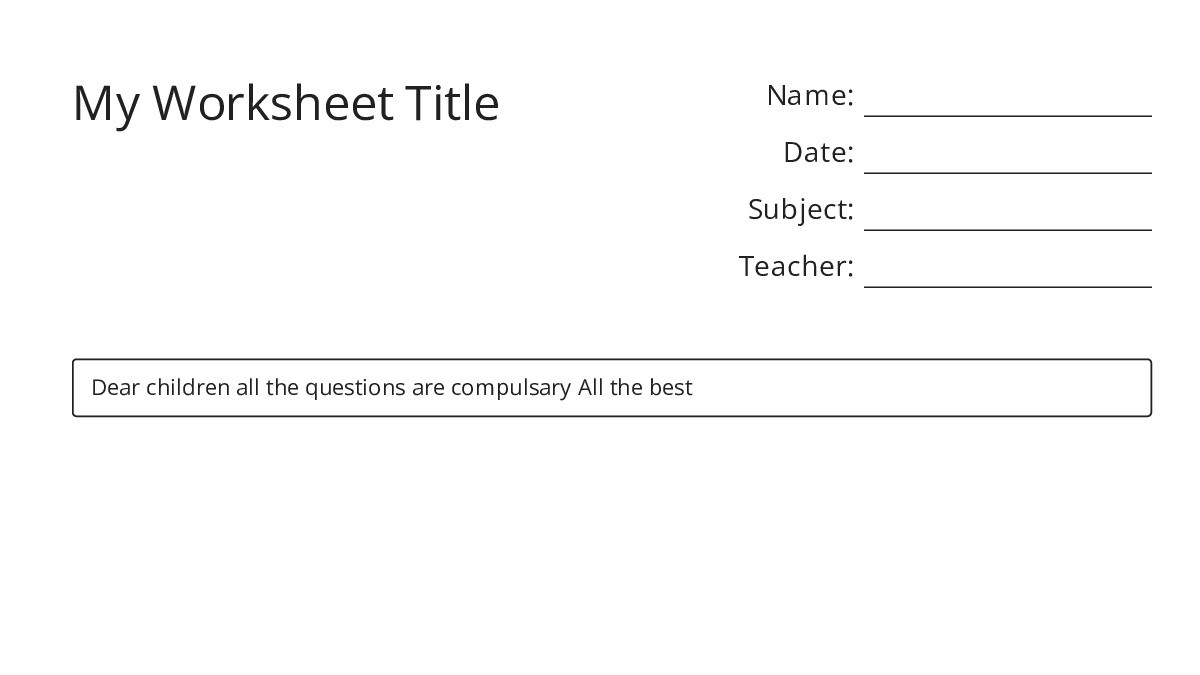 My Worksheet Title - My Worksheet Maker: Create Your Own Worksheets