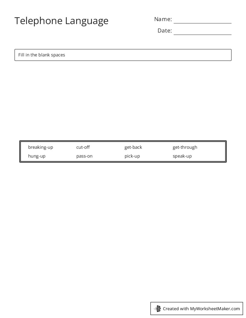 Telephone Language - My Worksheet Maker: Create Your Own Worksheets