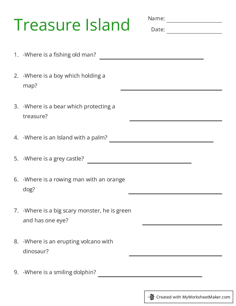 Treasure Island - My Worksheet Maker: Create Your Own Worksheets