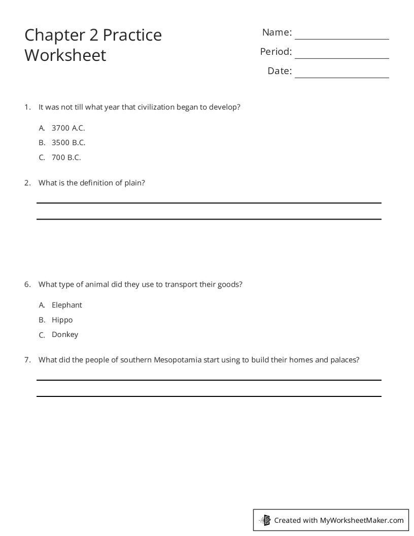 Chapter 2 Practice Worksheet - My Worksheet Maker: Create Your Own ...