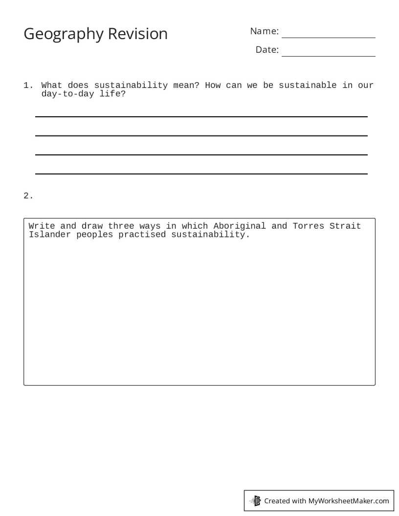 Geography Revision - My Worksheet Maker: Create Your Own Worksheets