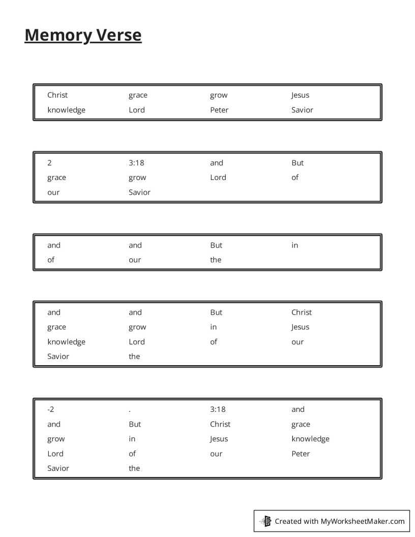 Memory Verse - My Worksheet Maker: Create Your Own Worksheets