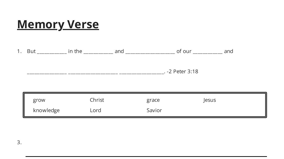 Memory Verse - My Worksheet Maker: Create Your Own Worksheets
