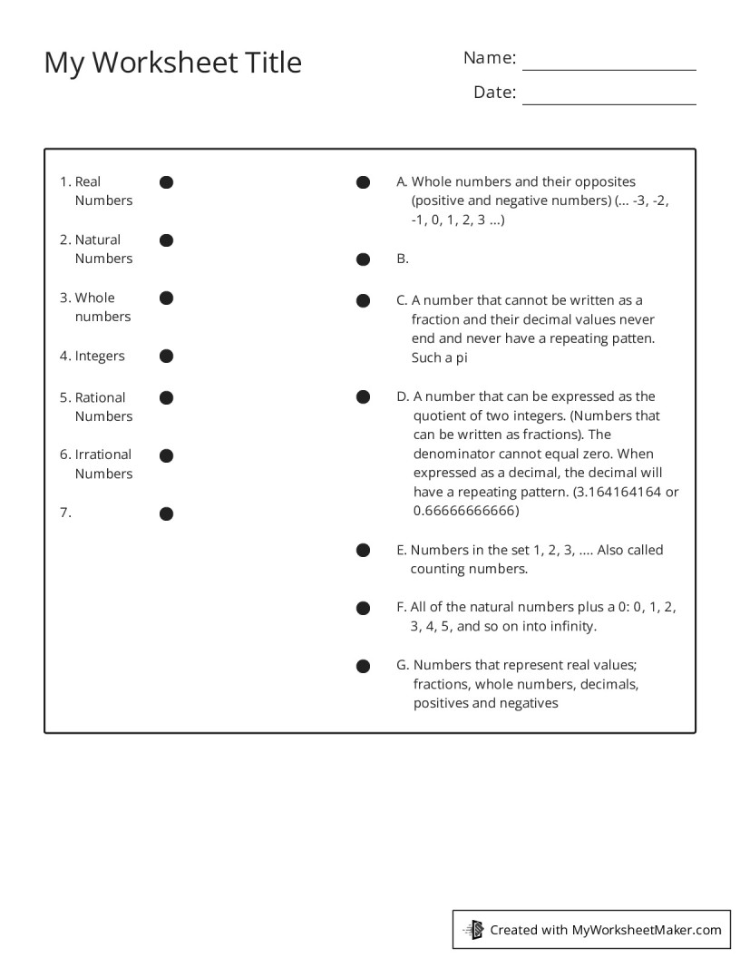 My Worksheet Title - My Worksheet Maker: Create Your Own Worksheets
