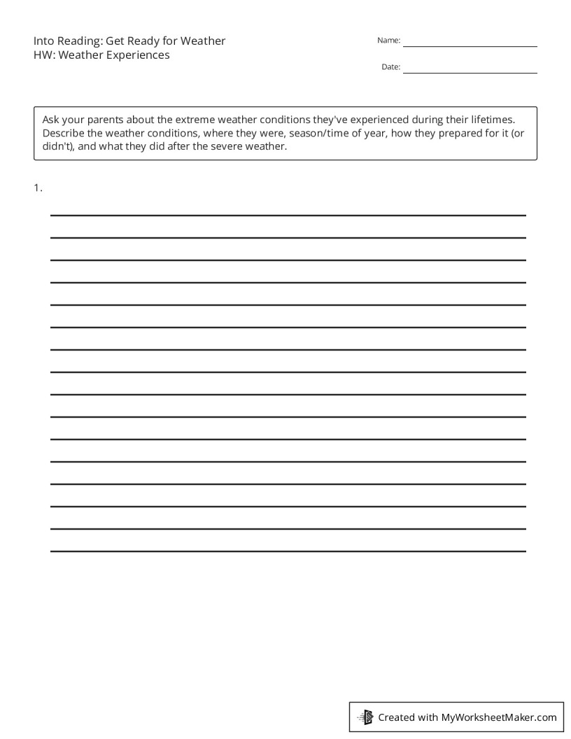 Into Reading: Get Ready for WeatherHW: Weather Experiences - My ...