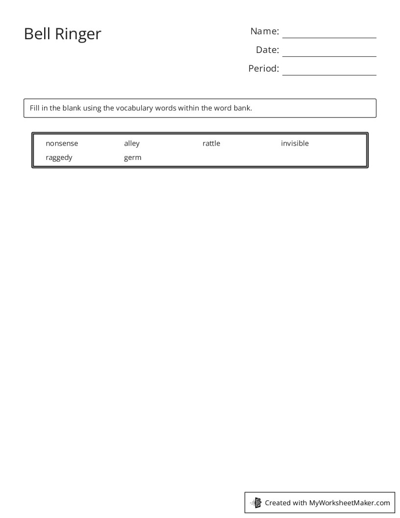 Bell Ringer - My Worksheet Maker: Create Your Own Worksheets