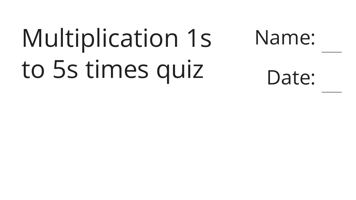 Multiplication 1s to 5s times quiz - My Worksheet Maker: Create Your ...