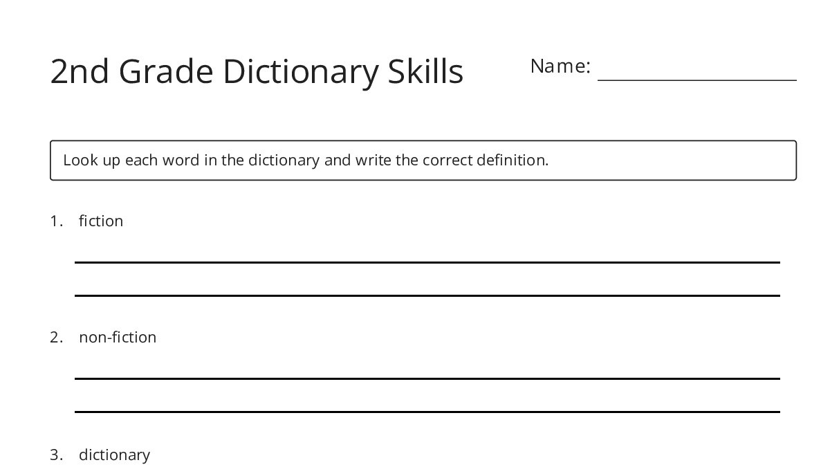 2nd Grade Dictionary Skills - My Worksheet Maker: Create Your Own ...