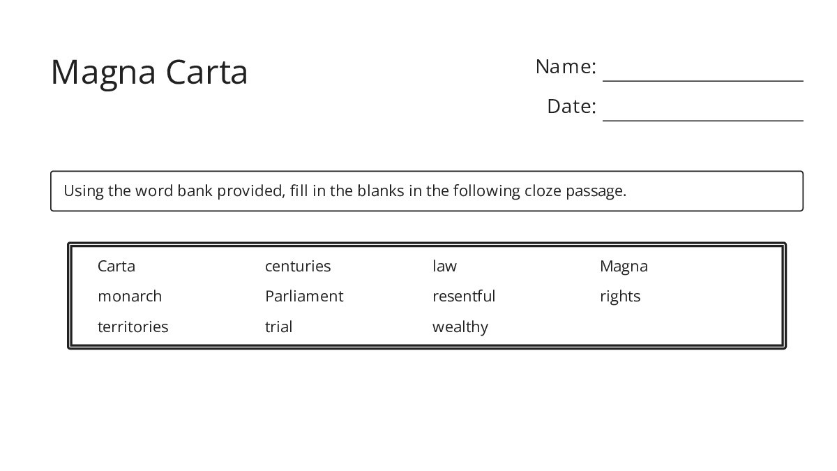 Magna Carta - My Worksheet Maker: Create Your Own Worksheets