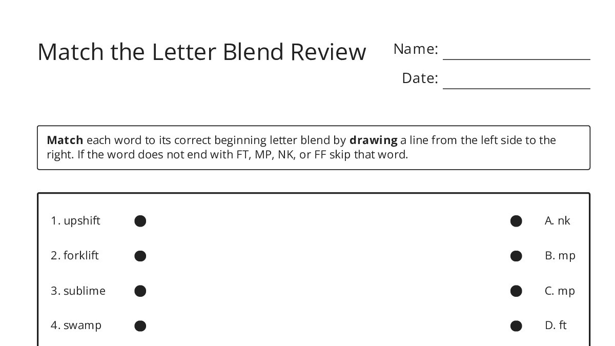 Match the Letter Blend Review - My Worksheet Maker: Create Your Own ...