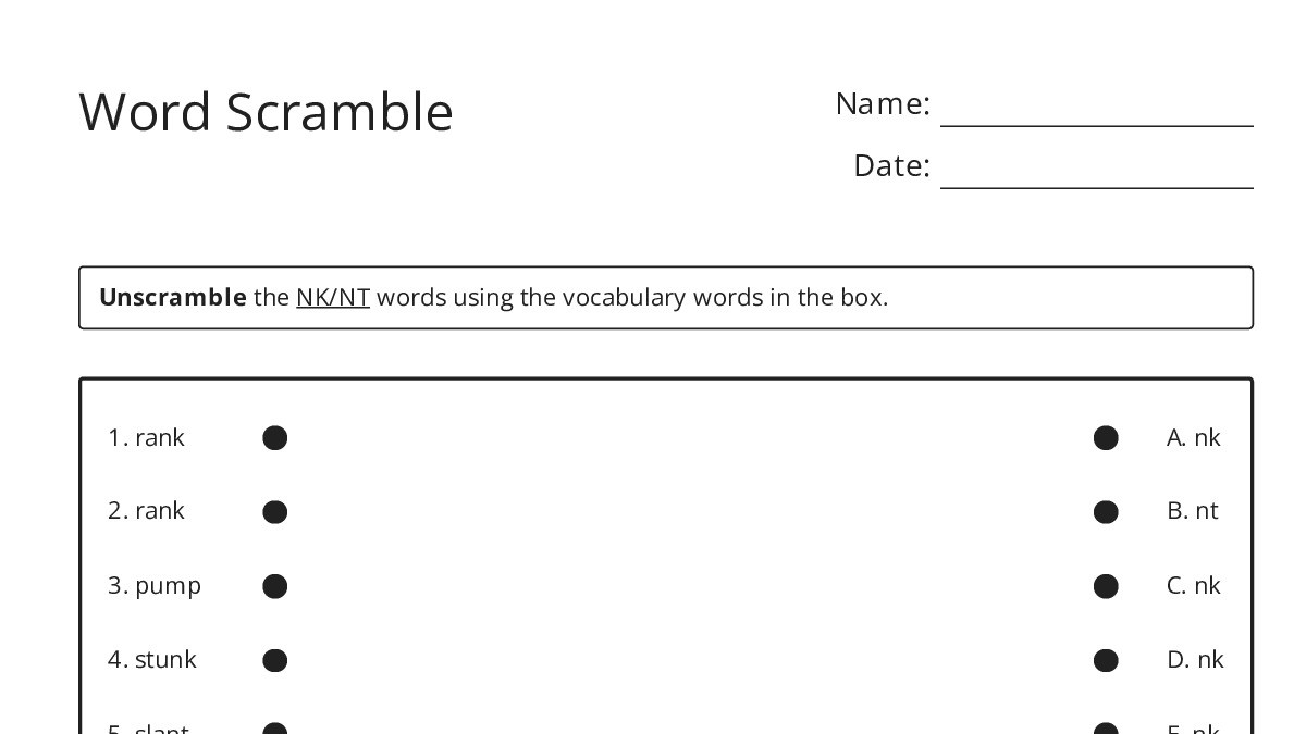 Word Scramble - My Worksheet Maker: Create Your Own Worksheets