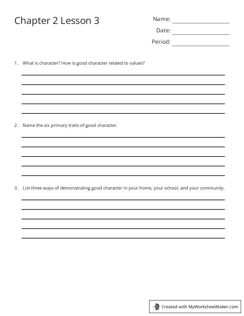 Chapter 2 Lesson 3 - My Worksheet Maker: Create Your Own Worksheets