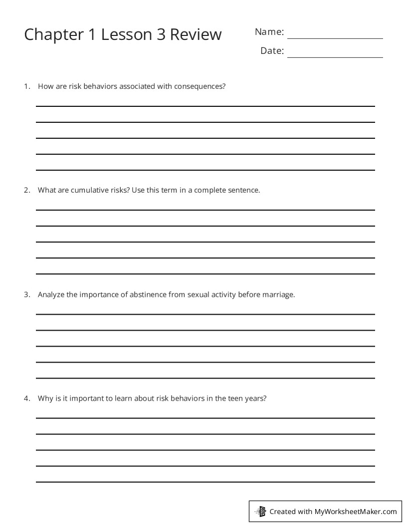 Chapter 1 Lesson 3 Review - My Worksheet Maker: Create Your Own Worksheets