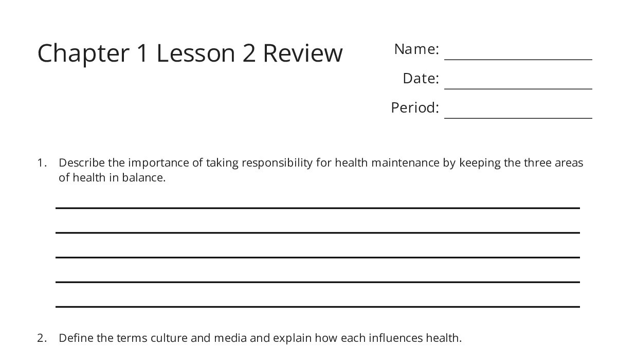 Chapter 1 Lesson 2 Review - My Worksheet Maker: Create Your Own Worksheets