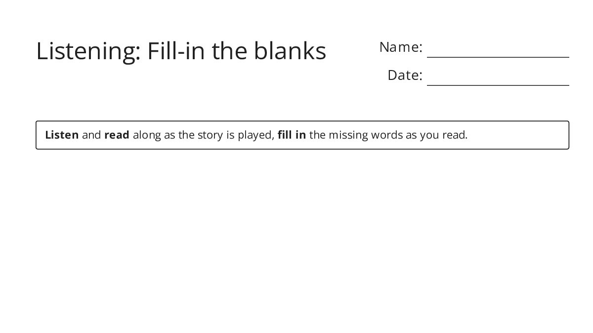 Listening: Fill-in the blanks - My Worksheet Maker: Create Your Own ...
