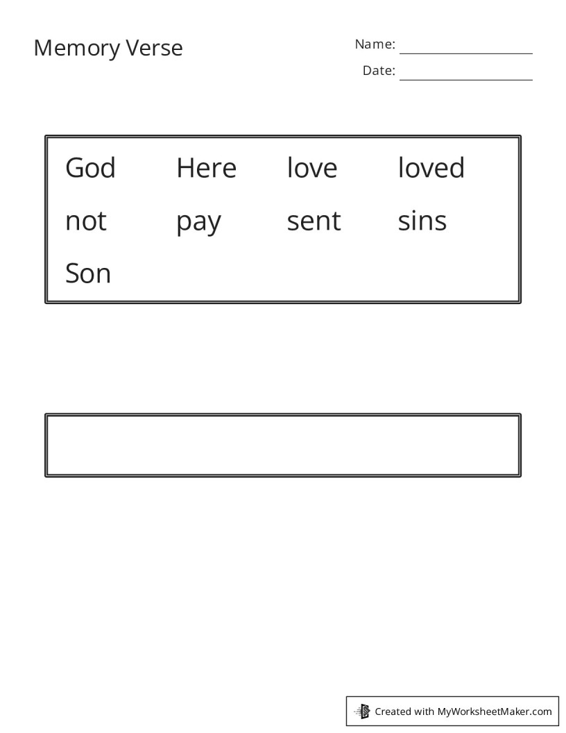 Memory Verse - My Worksheet Maker: Create Your Own Worksheets
