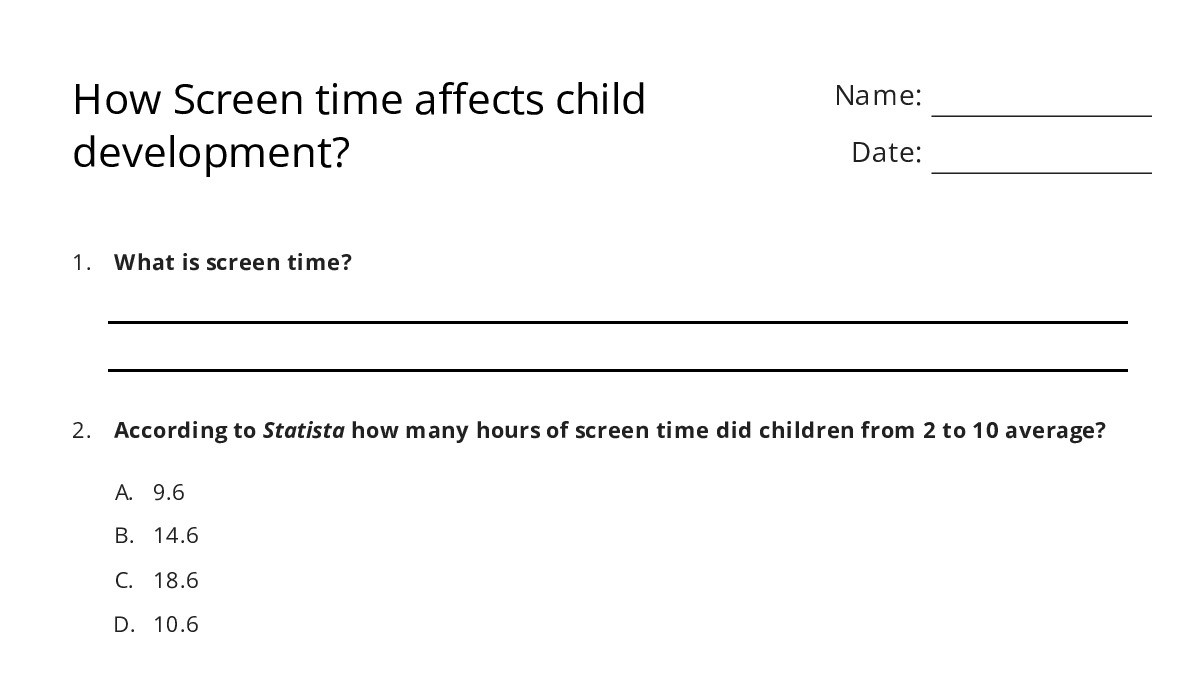 How Screen time affects child development? - My Worksheet Maker: Create ...