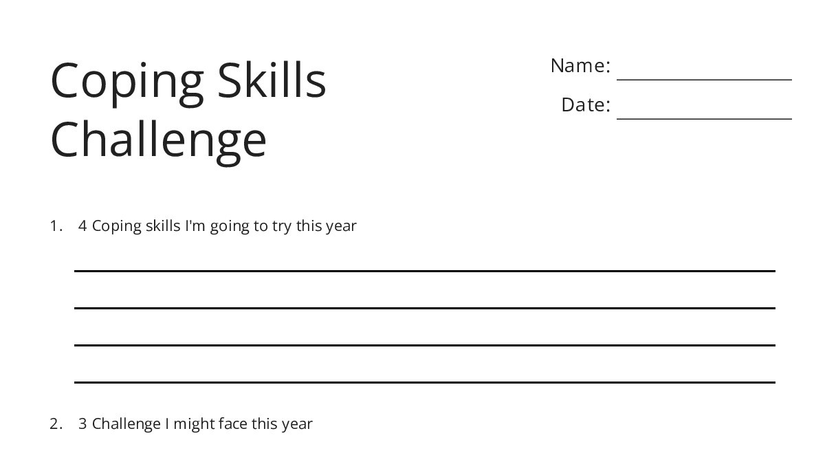 Coping Skills Challenge - My Worksheet Maker: Create Your Own Worksheets