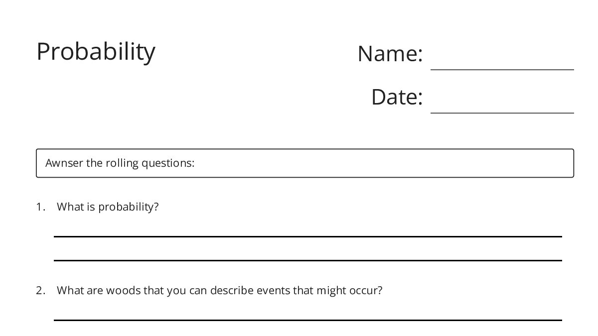 Probability - My Worksheet Maker: Create Your Own Worksheets