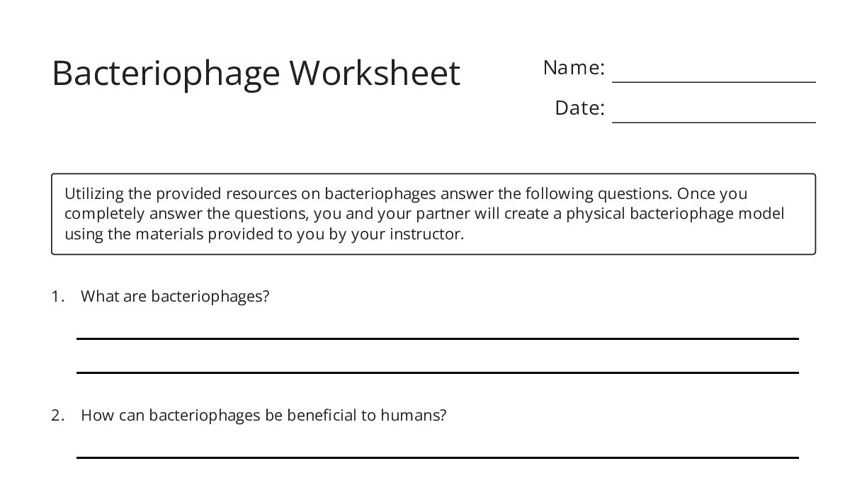 Bacteriophage Worksheet - My Worksheet Maker: Create Your Own Worksheets
