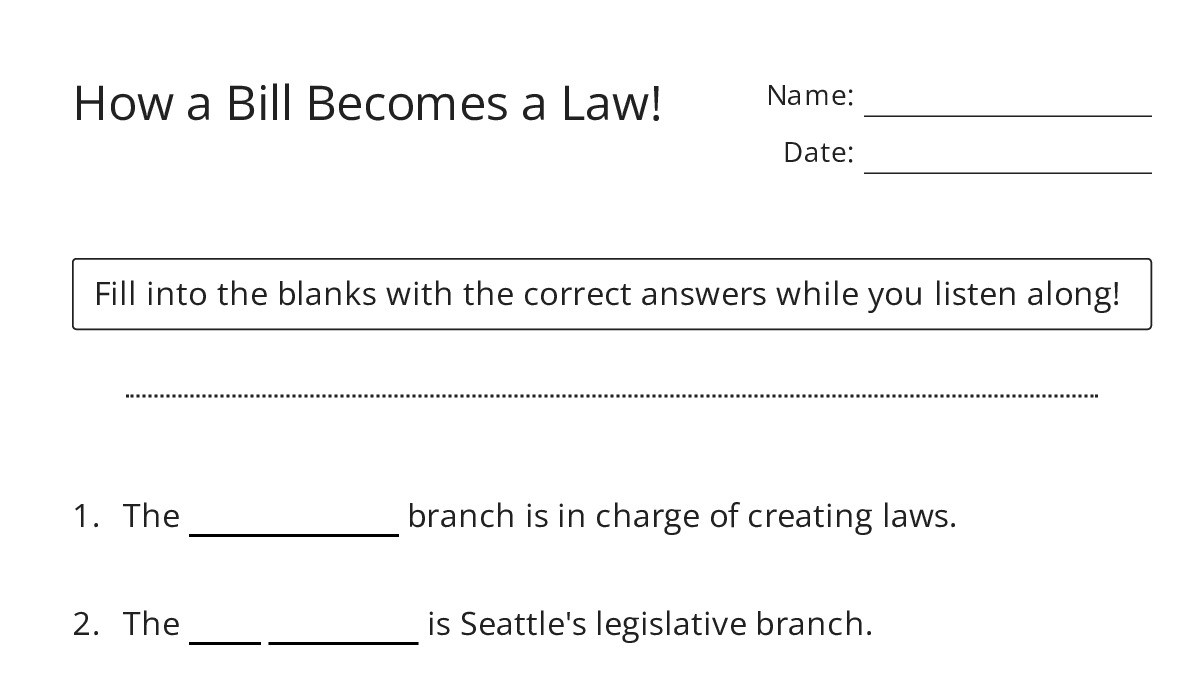 How a Bill Becomes a Law! - My Worksheet Maker: Create Your Own Worksheets