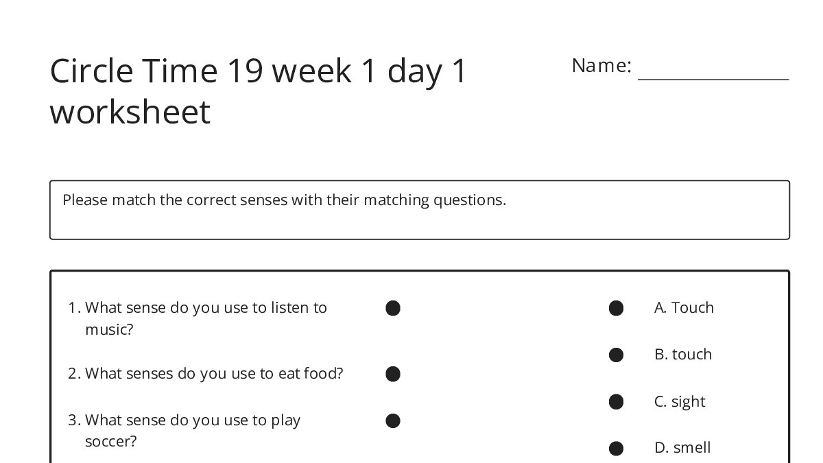 Circle Time 19 week 1 day 1 worksheet - My Worksheet Maker: Create Your ...