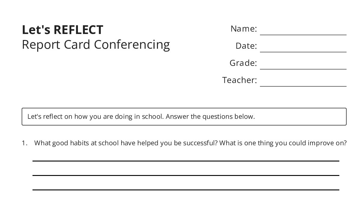 Let's REFLECT Report Card Conferencing - My Worksheet Maker: Create ...