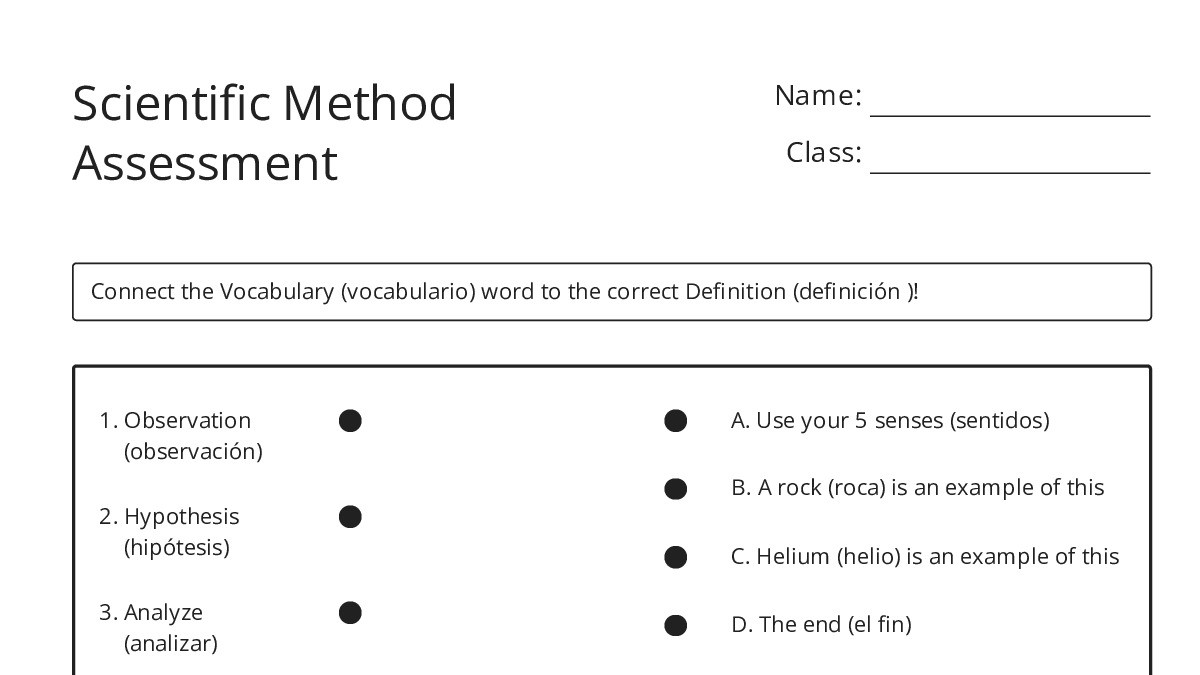 Scientific Method Assessment - My Worksheet Maker: Create Your Own ...