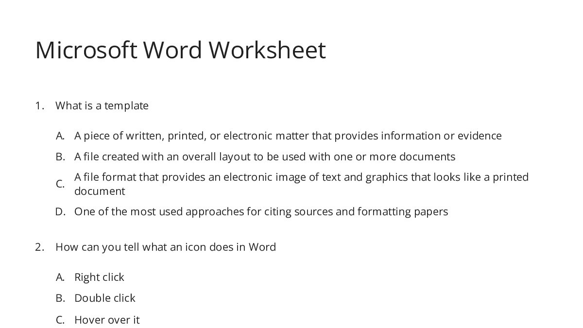 Microsoft Word Worksheet - My Worksheet Maker: Create Your Own Worksheets