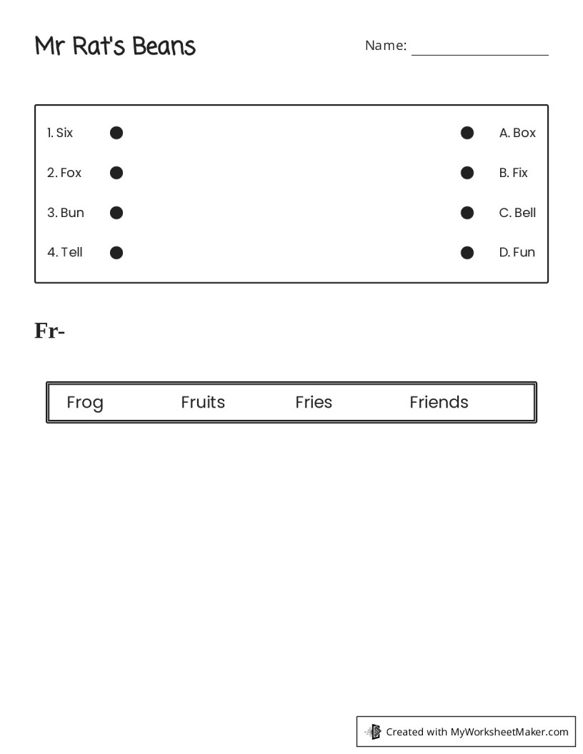 Mr Rat's Beans﻿﻿﻿ - My Worksheet Maker: Create Your Own Worksheets